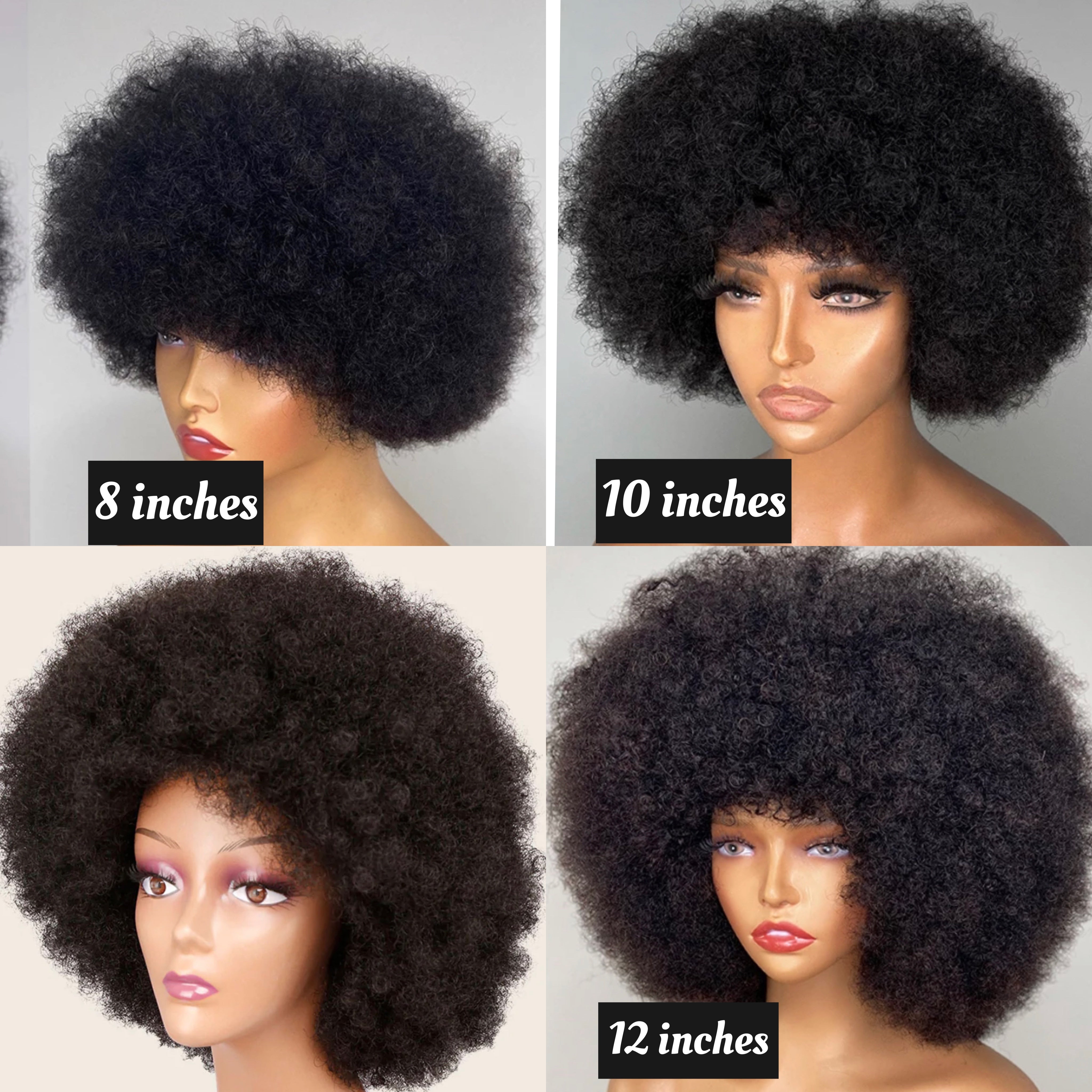 Realistic Brazilian Human Hair Afro Wig with Bangs - Tasha – Just Your Hair